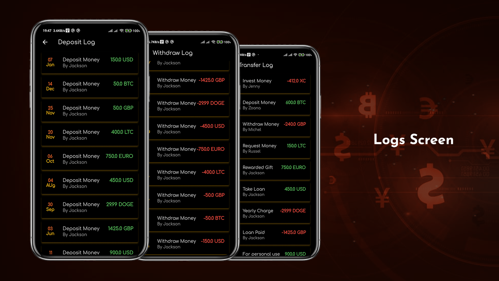 MyCoin - Digital Coin Currency Wallet and Payment Gateway Flutter App UI Kit by AppDevsX